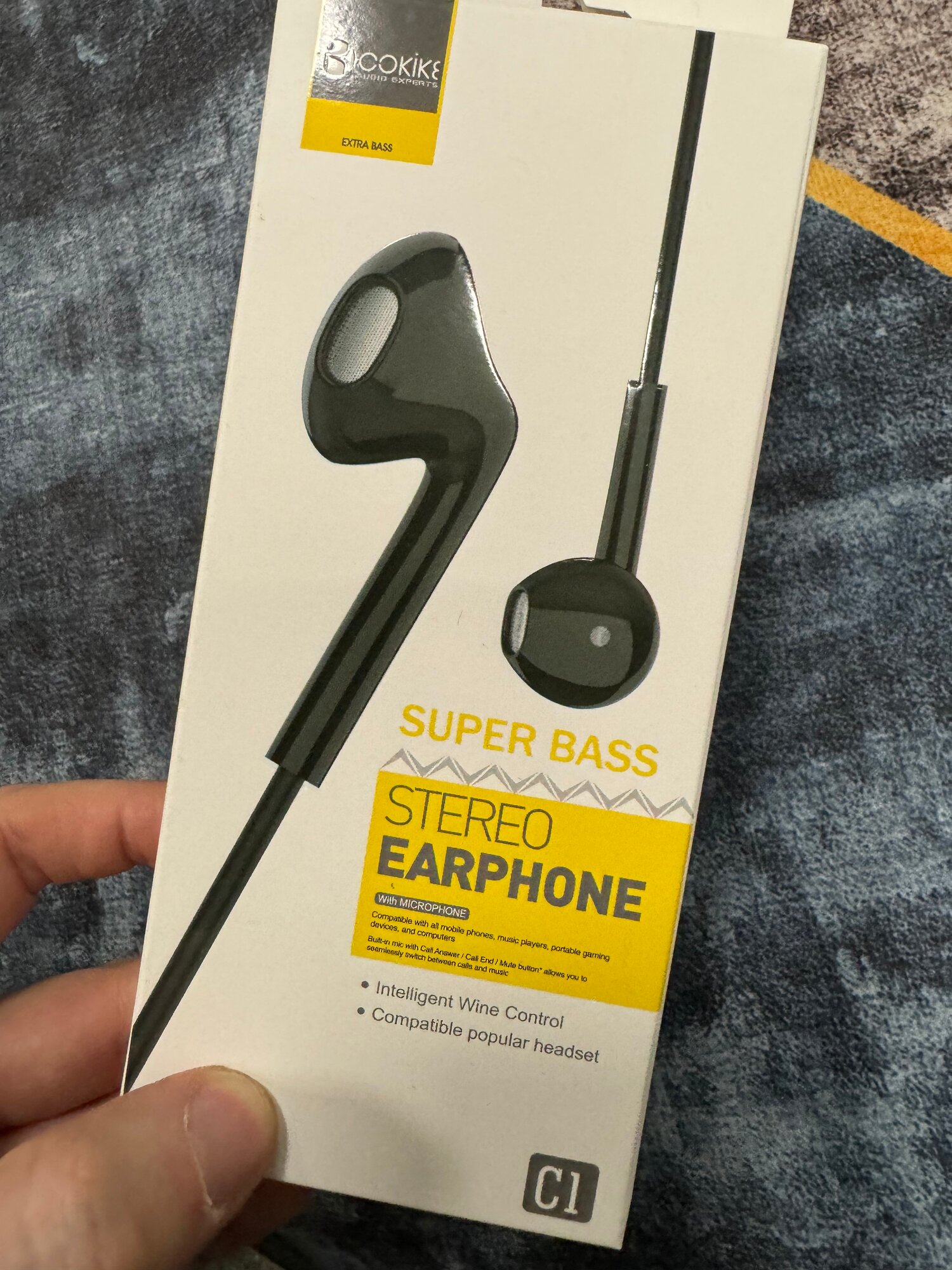 Проводные наушники капельки с микрофоном с басами Cokike C1 (116 Дцб / 130см / 32 Ом) разъем 3.5мм для старых телефонов, магнитолы, радио, MP3-плее.