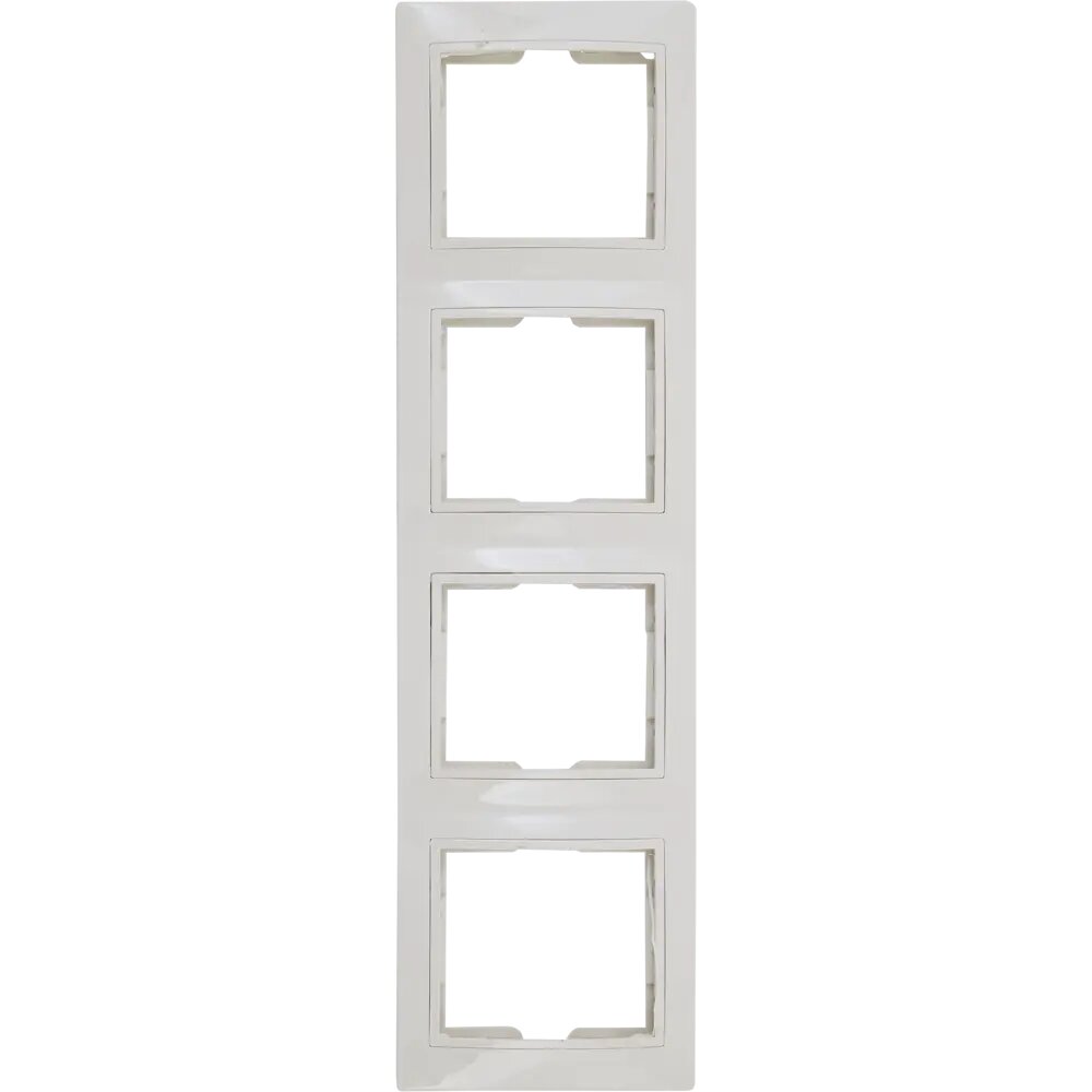 Рамка для розеток и выключателей вертикальная Таймыр 4 поста, цвет бежевый