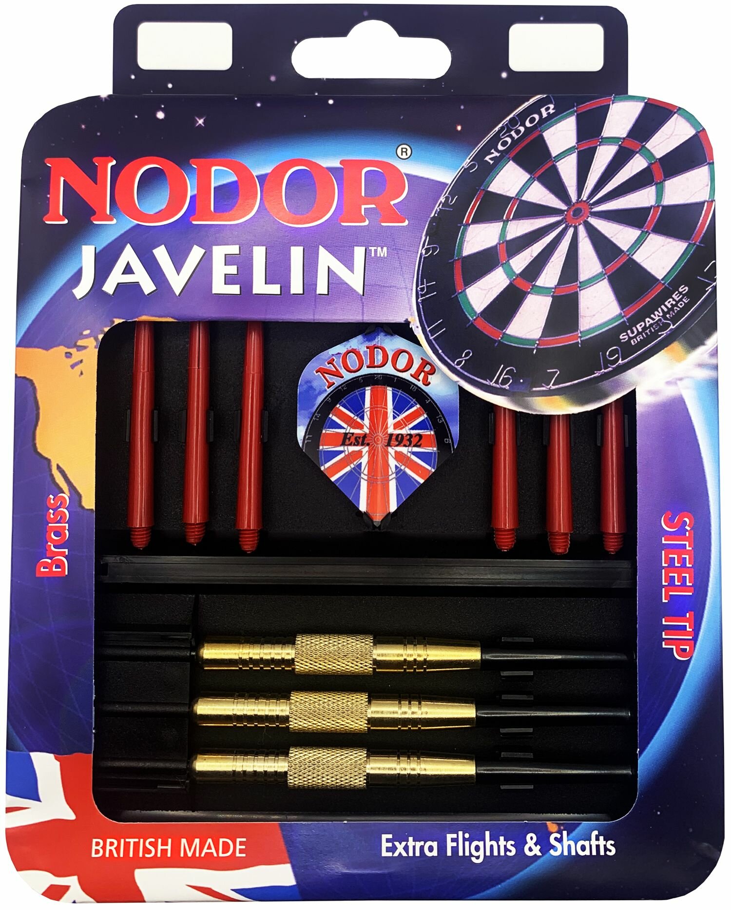 Набор из дротиков 22гр Nodor Javelin Brass steeltip c аксессуарами для игры в Дартс