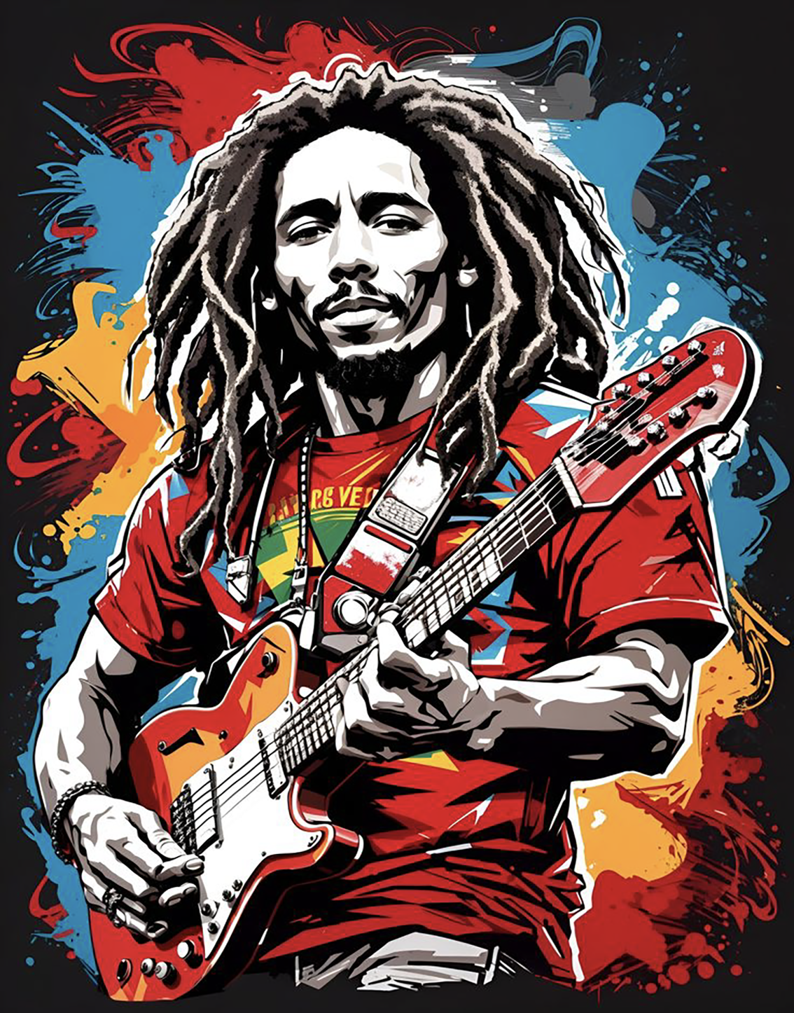 Картина по номерам "Bob Marley с гитарой", хлопковый холст на подрамнике 40х50 см, акрил, 000 Art Hobby Home