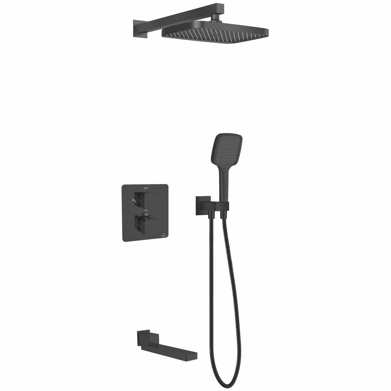 Душевая система с термостатом встраиваемая Rose (Розе) R1595H, черный