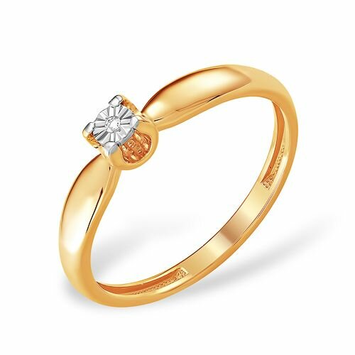 Кольцо помолвочное, красное золото, 585 проба, бриллиант