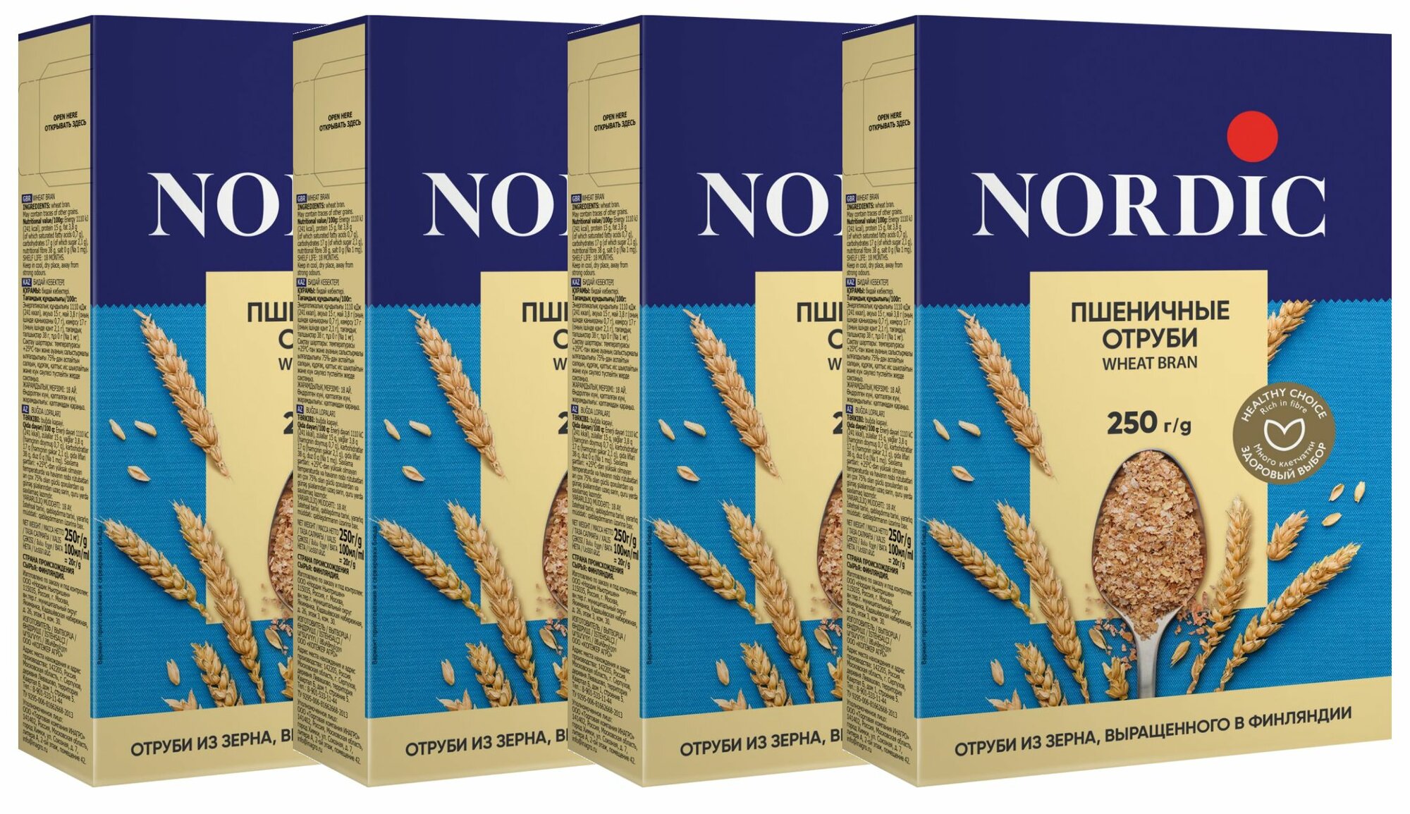 Nordic пшеничные отруби, 250г х 4шт