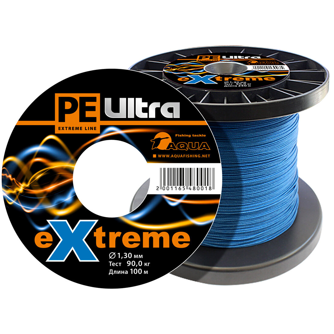 Плетеный шнур для рыбалки AQUA PE ULTRA EXTREME 1,30mm (цвет синий) 100m