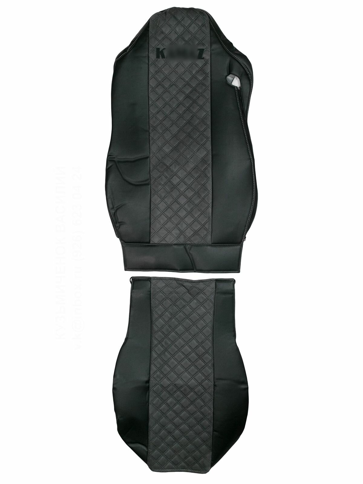 Чехлы на сиденья автомобиля KамаZ ЭКО кожа с Алькантара KZ EURO (5490) 2013-2019 г. (2 высоких.) (Экокожа / алькантара) Сделано в России. (27288)