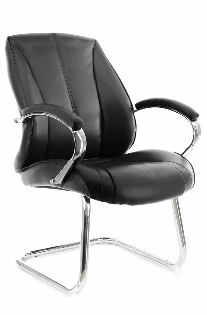 Кресло для посетителей Everprof, экокожа, черный, металл, без регулировки, до 120кг, 1,5м