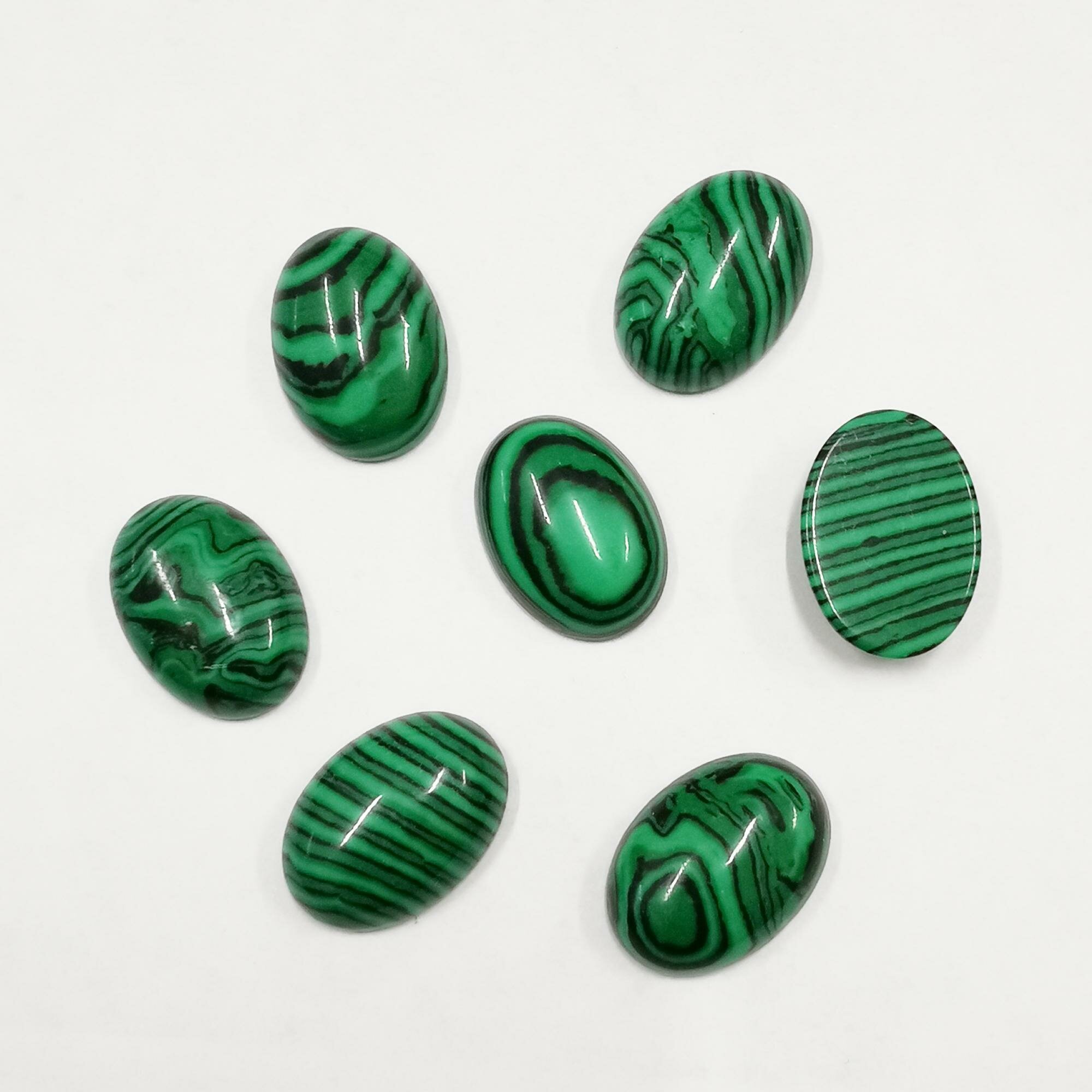 Кабошон каменный, 18х13мм, малахит (имитация), 2 шт.