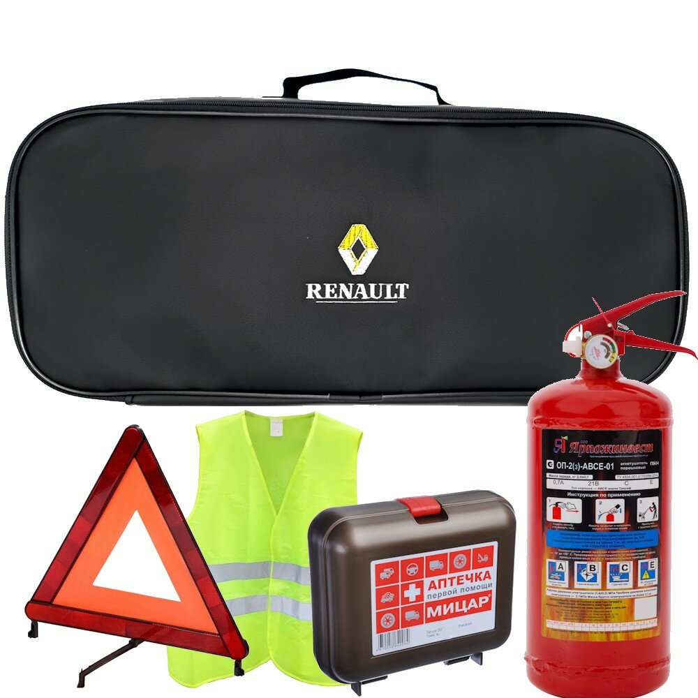 Набор автомобилиста 5 предметов для ТО, сумка экокожа с логотипом Renault
