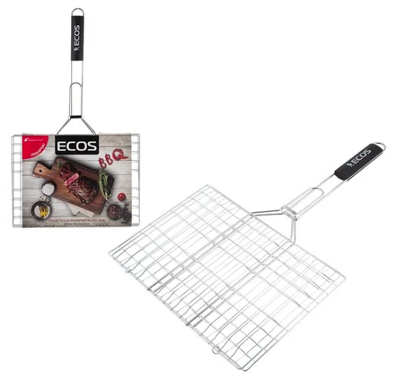 Решетка для барбекю ECOS RD-104М (6 секций, р-р 35х25х1,5 см, общая длина 60см, хром.) 999689