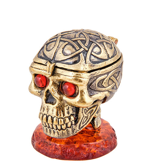 Шкатулка Череп (латунь, янтарь) AM-3783 113-7012778