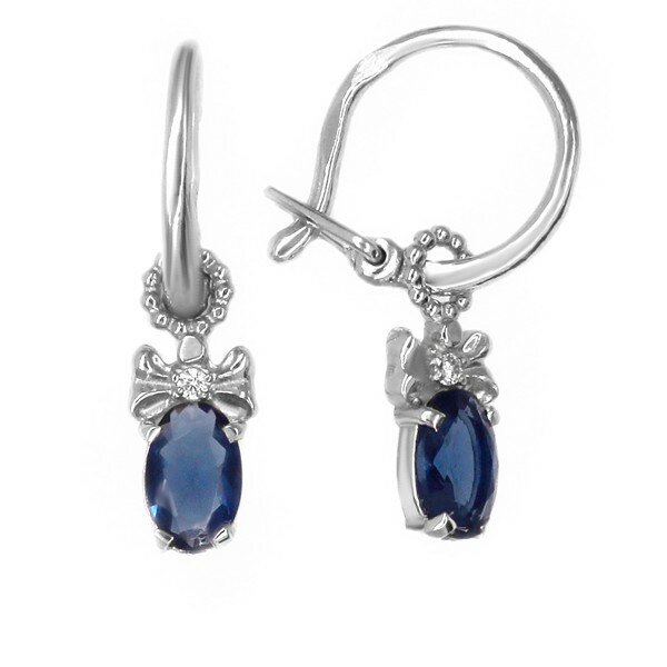 Серьги, серебро, 925 проба, родирование, кристалл, фианит