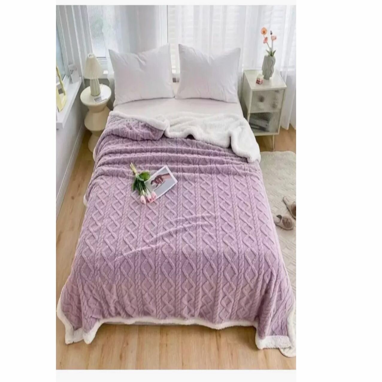 Плед с мехом покрывала под Барашка 180 х 200 см