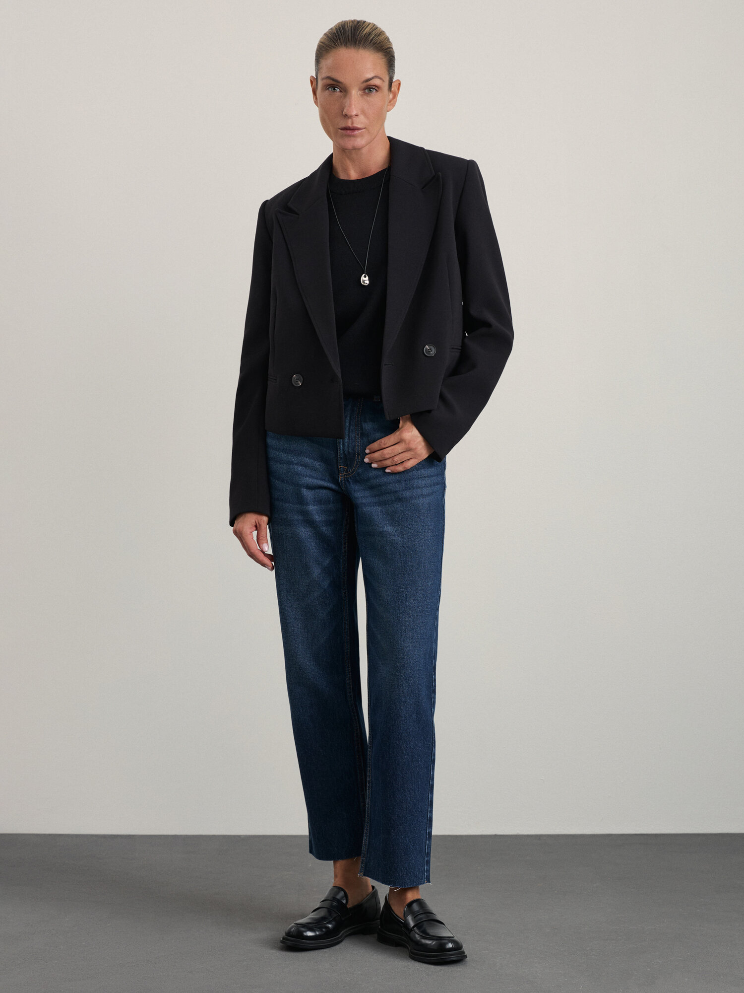 Джинсы straight cropped 