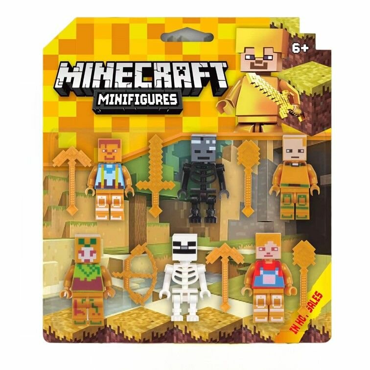 Конструктор minifigures Minecraft, минифигурки Майнкрафт 6 шт.