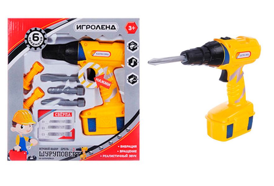 Набор детский инструмент игроленд "Шуруповерт на батарейках"