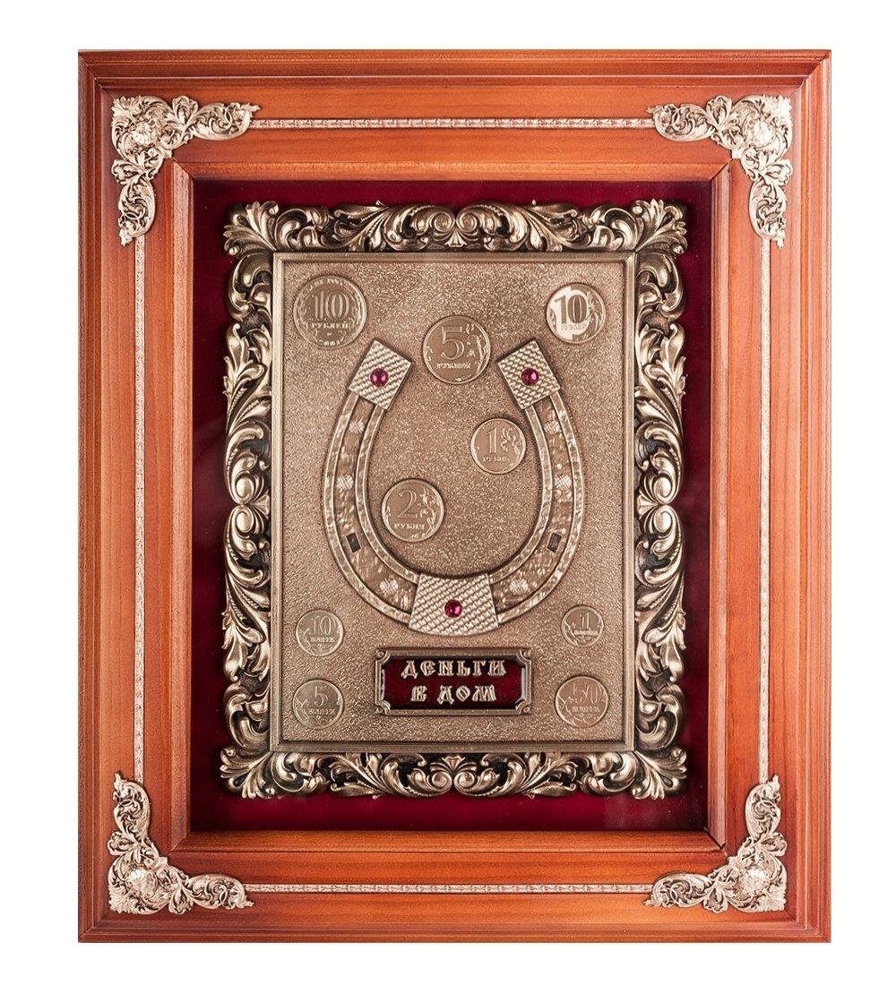 Панно Подкова 29х33 A2025949 разностор, Медь, дерево, бархат, ювелирная эмаль, стразы сваросвки