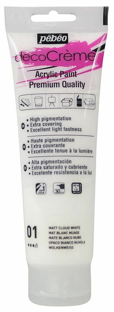 PEBEO decoCreme краска акриловая кремовая матовая 120 мл, Белое облако 089001