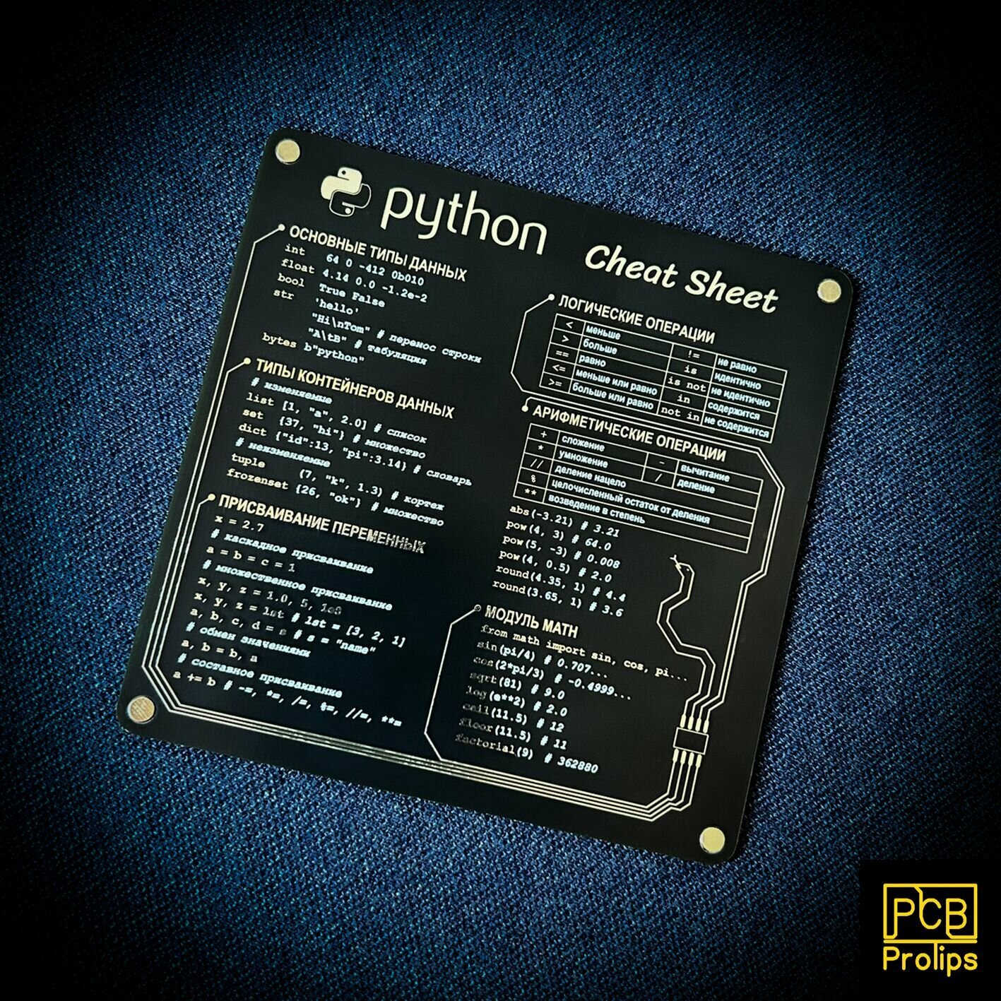 Настольное украшение Python Cheat Sheet (10 x 10 см)