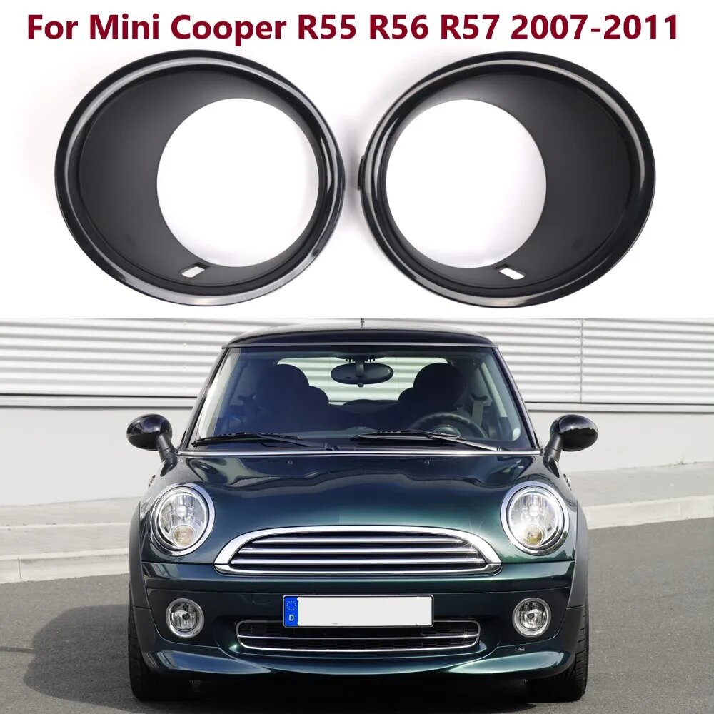 Левая/правая передняя противотуманная фара для автомобиля, черная отделка, кольцевая крышка для BMW Mini Cooper R55 R56 R57 2007-2011 51112753661 51112753662