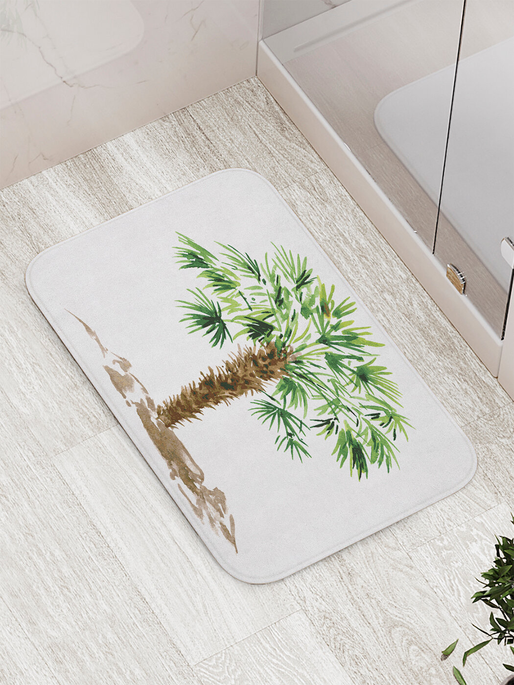 Коврик для ванной комнаты, туалета "Искусственная пальма" противоскользящий, 52х77 см, JoyArty