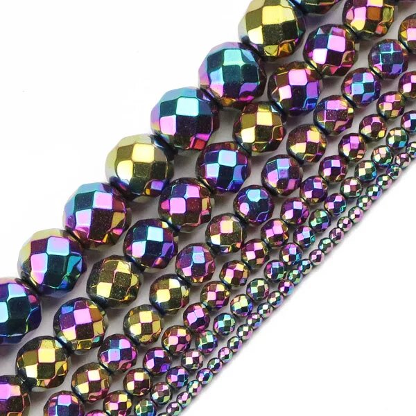 Бусины из гематита YHBZRET черные граненые 2/3/4/6/8/10 мм 8mm 50pcs, Multicolor