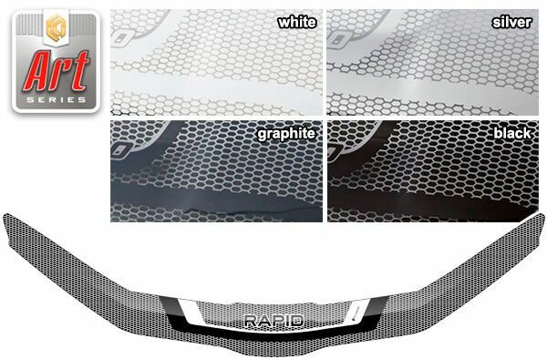 Дефлектор капота Skoda Rapid 2020 н. в. Серия "Art" черная САпластик