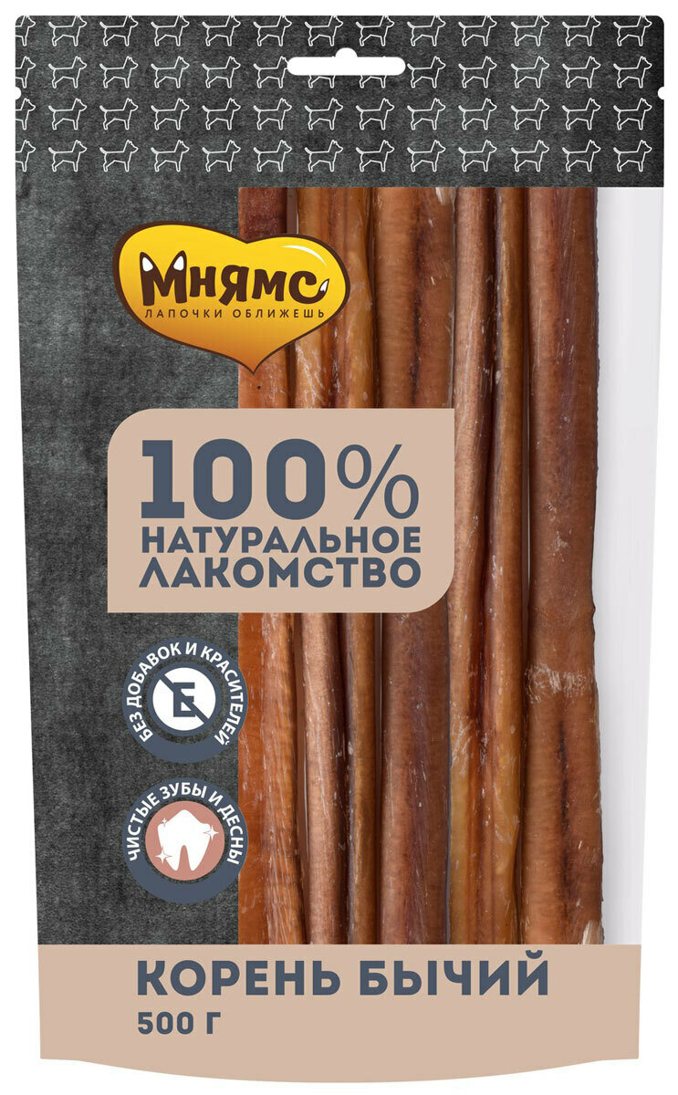 Лакомство Мнямс для собак корень бычий сушеный, 500 гр