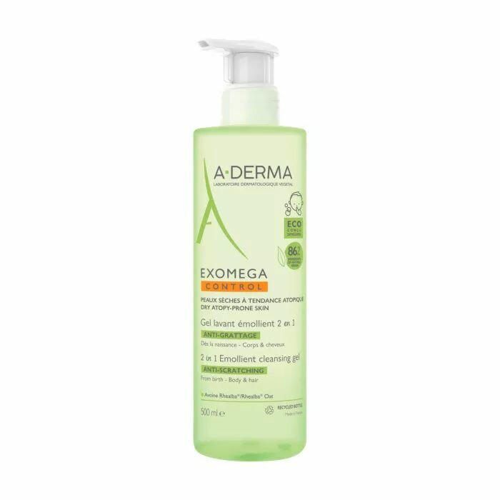 А-Дерма Экзомега Контрол A-Derma Exomega Control Гель 2-в-1 смягчающий очищающий 500 мл