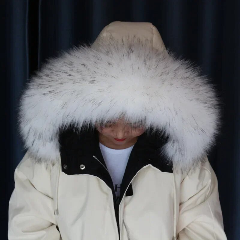 Qearlstar 2025 Новый мех воротник фальшивый ракон лисица мех роскошный женщины мужчины детские шарфы пальто капюшон декор одежда аксессуары обгортки FY502,200,18, искусственный мех, полиэстер,