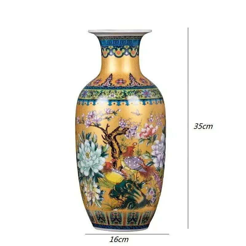 Ваза Jingdezhen A, керамика/фарфор, эмалированная, настольная, новый китайский стиль