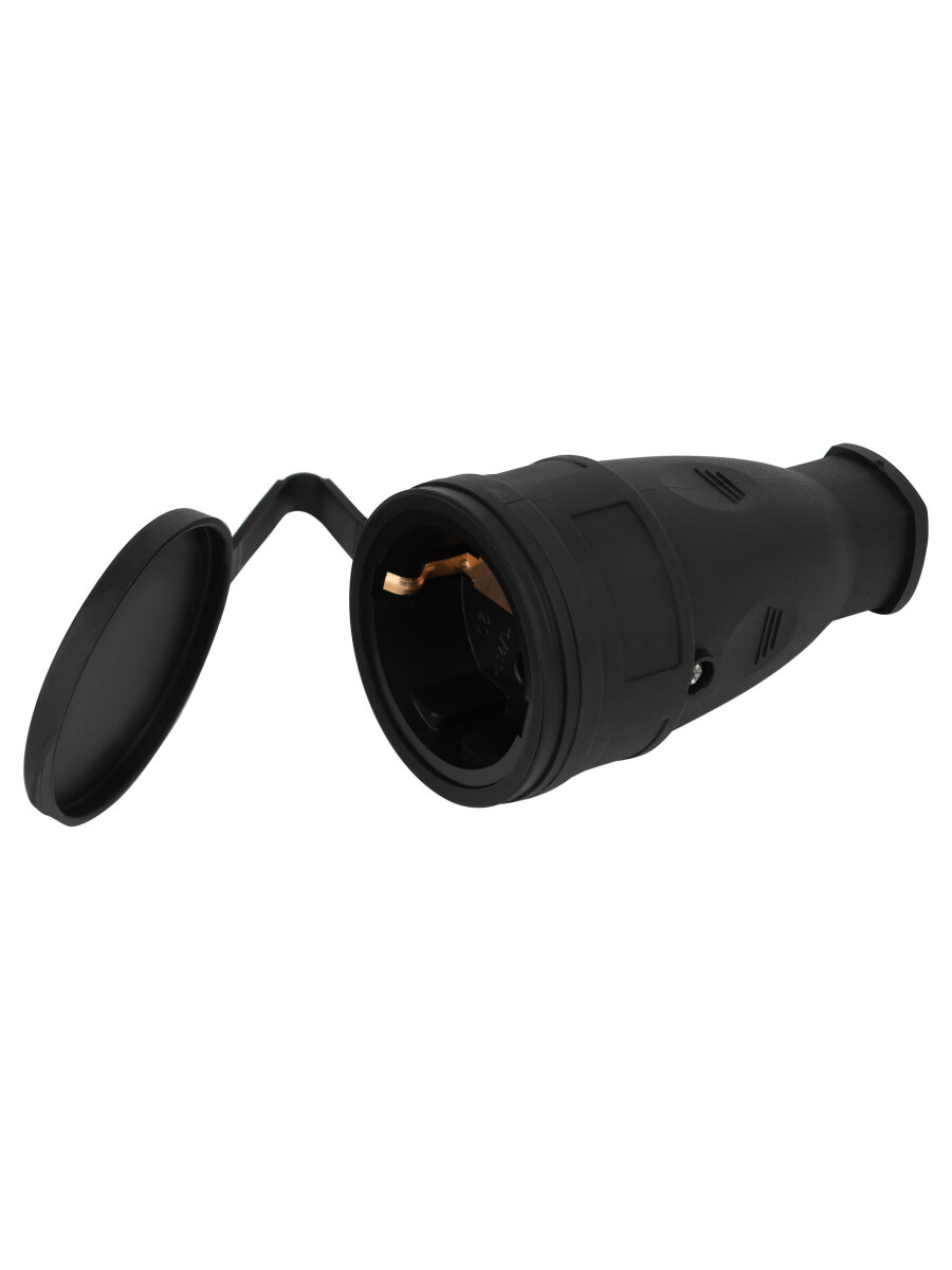 Розетка ЭРА RX10-B-IP44 каучуковая, c заземлением, 16А, IP44, прямая, черная