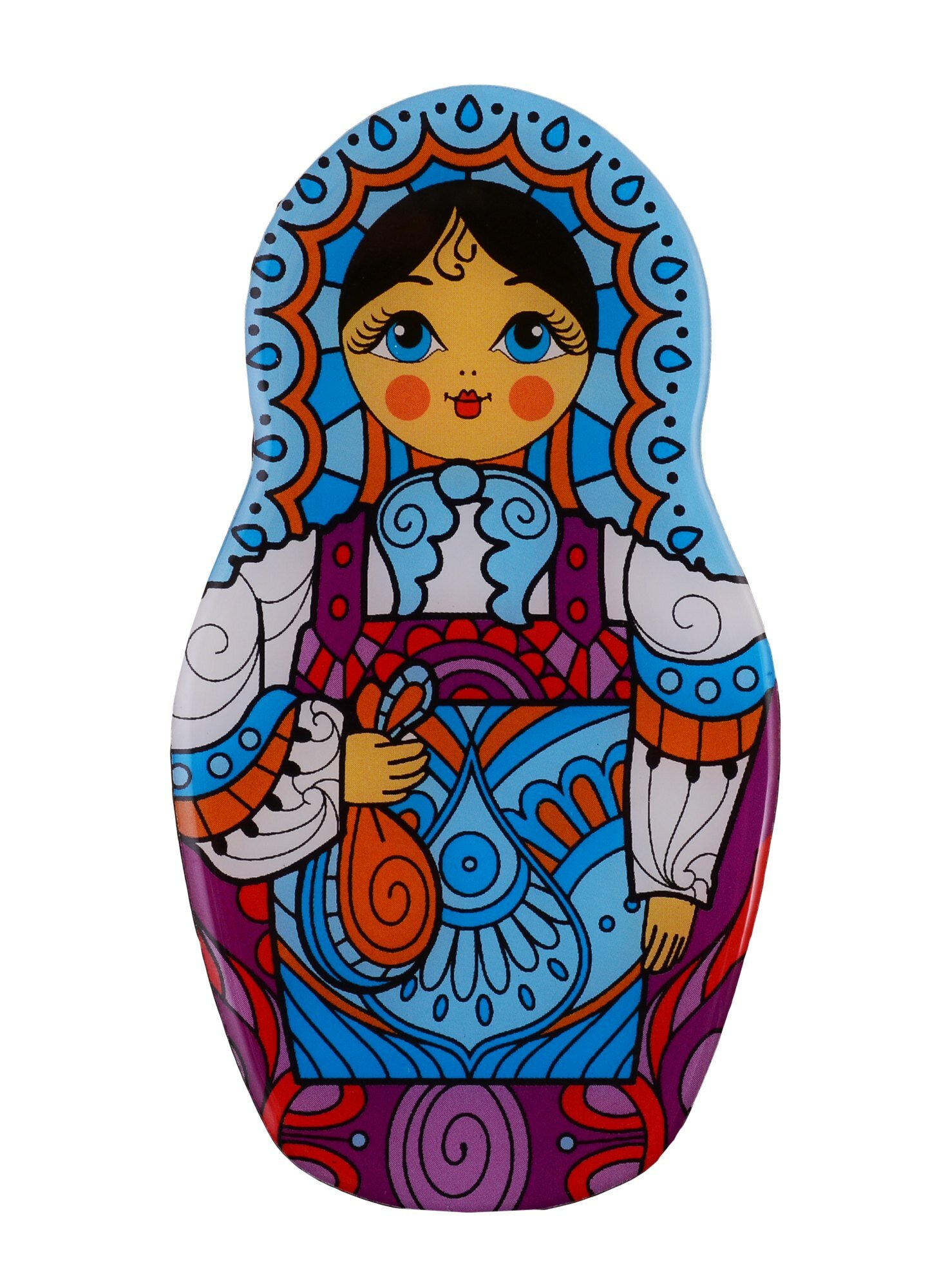 Магнит смола Матрешка мозаика большой 11см (02-2-34AS-G)