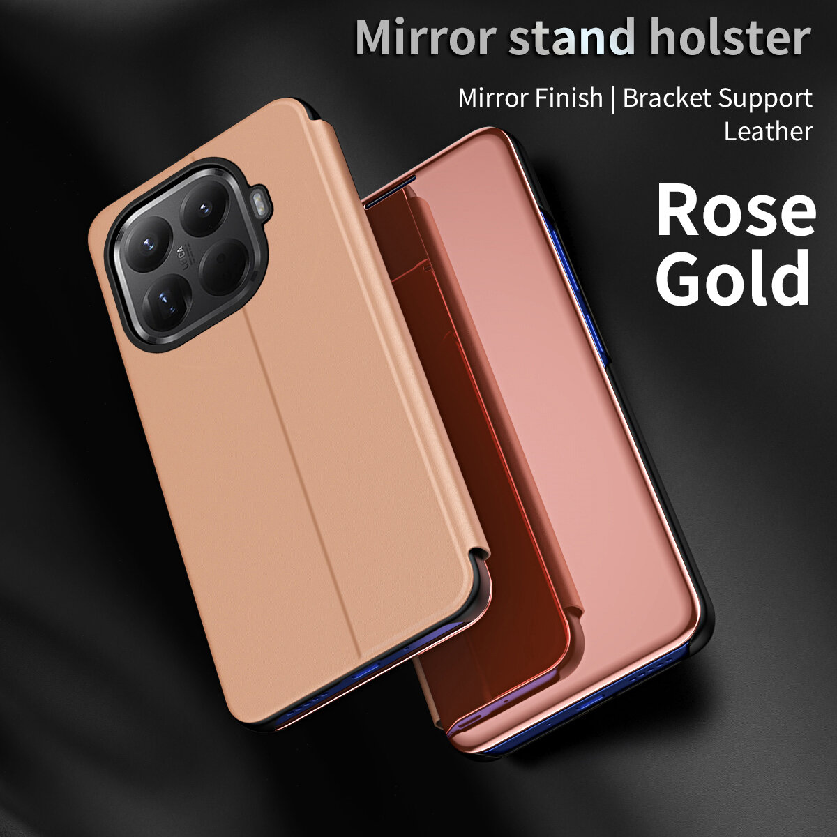 Чехол для Xiaomi 15T Pro / Сяоми 15T Про / Ксиаоми 15T Про Корпус зеркального кронштейна, глянцевая поверхность, кобура, защита камеры, ударопрочный, Xiaomi, Xiaomi 15T Pro, розовый,