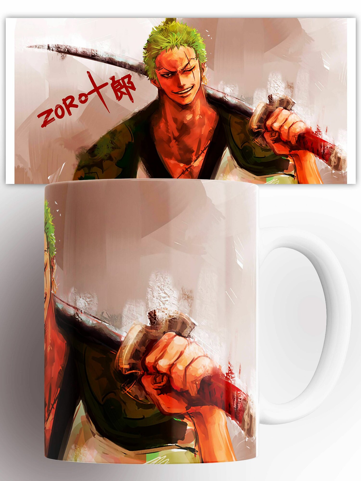 Кружка с принтом Аниме ВАН ПИС Ророноа Зоро Anime ONE PIECE Zoro Roronoa 330 мл