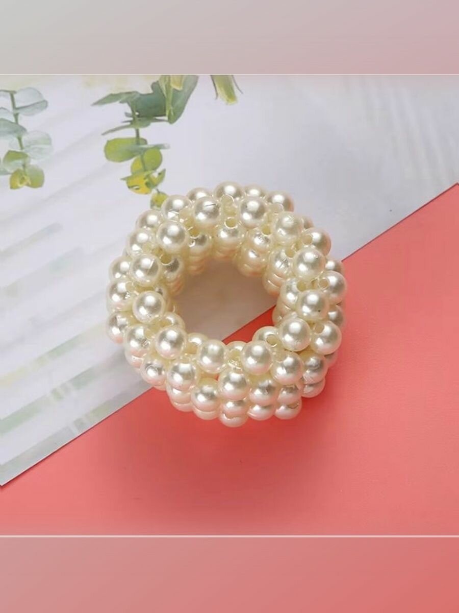 Резинка для волос "Бежевый жемчуг", вечерняя, женская, 40 мм