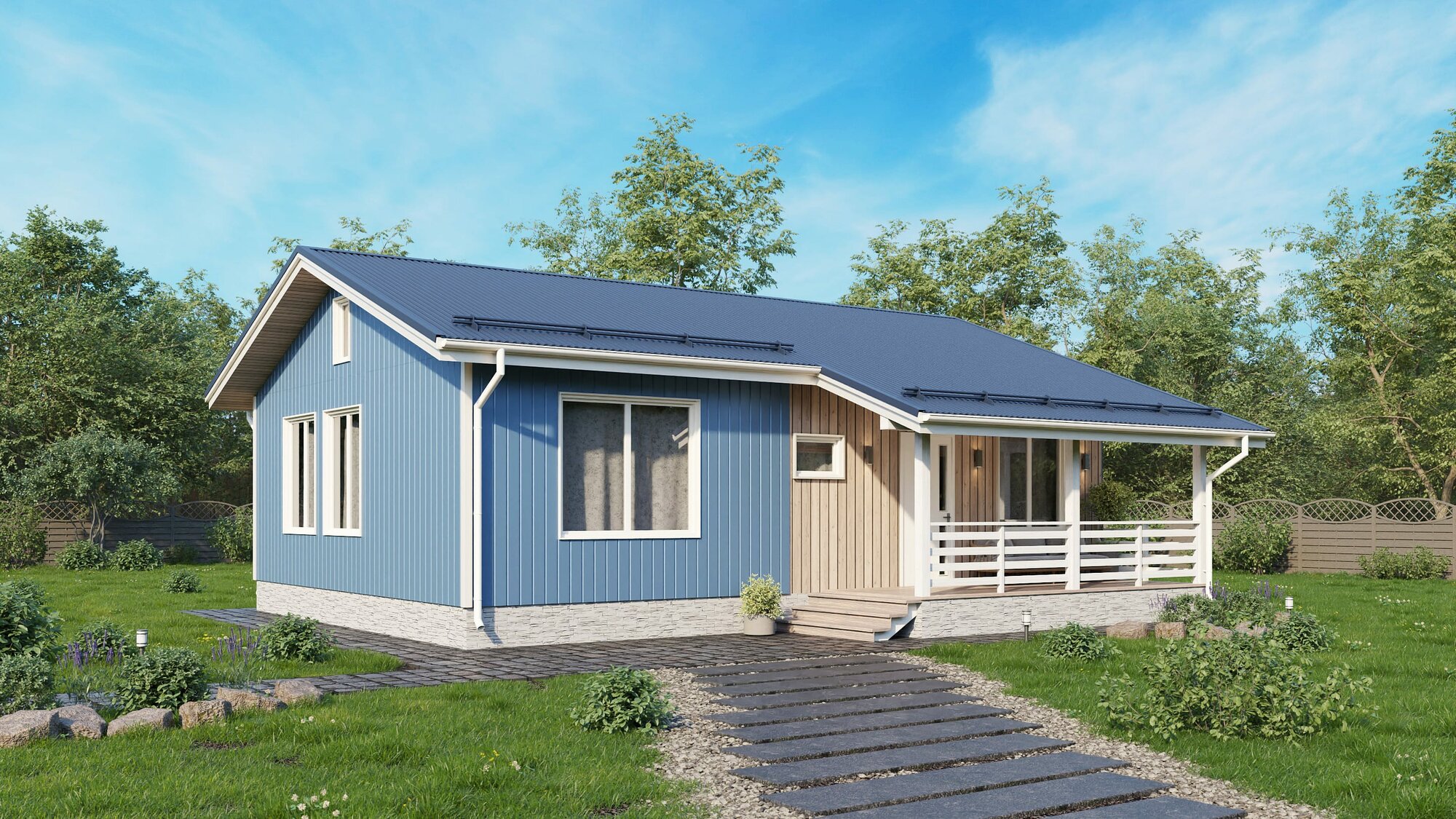 Проект дома ПСК-292 "Комарово" 102,04 кв. м, 1 этаж, 3 комнаты