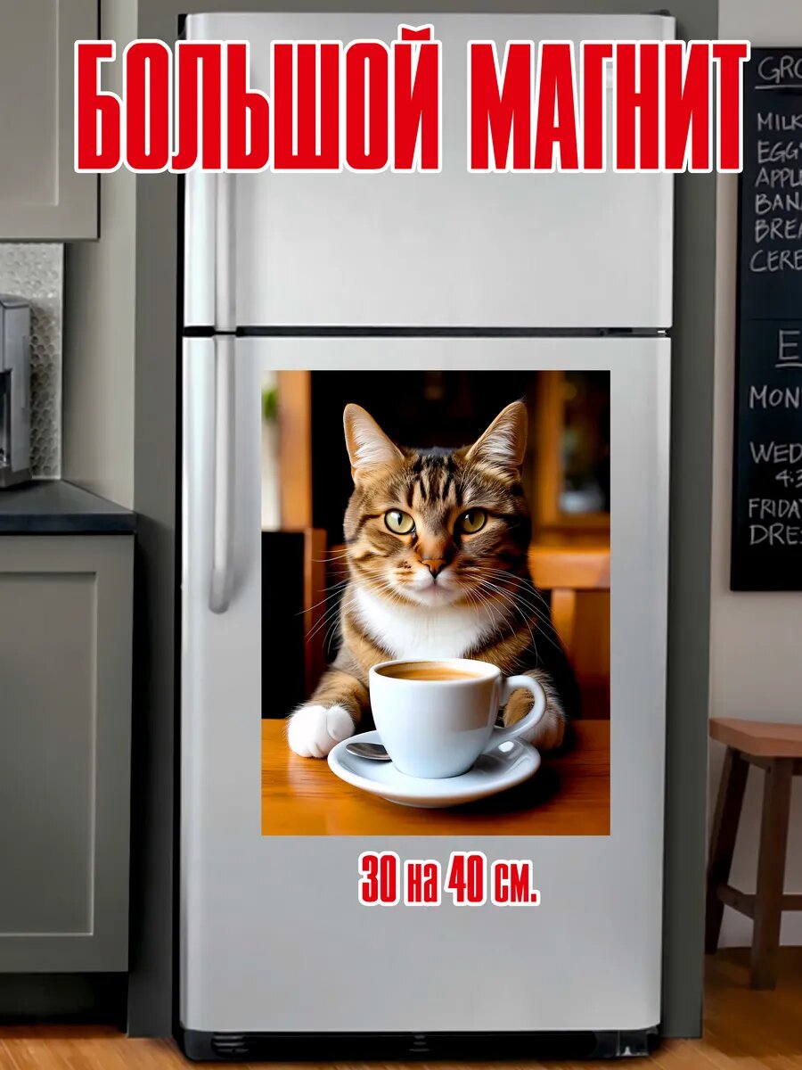 Магнит на холодильник Арт-Декоро «Коты», 30x40 см, магнитный винил