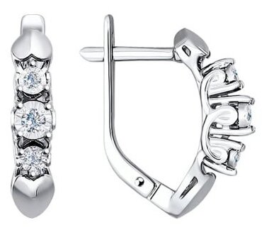 Серьги, белое золото, 585 проба, бриллиант