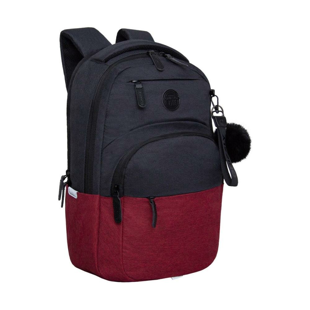 Рюкзак городской молодежный GRIZZLY, RD-341-2 черный-красный, 27,5х43х16