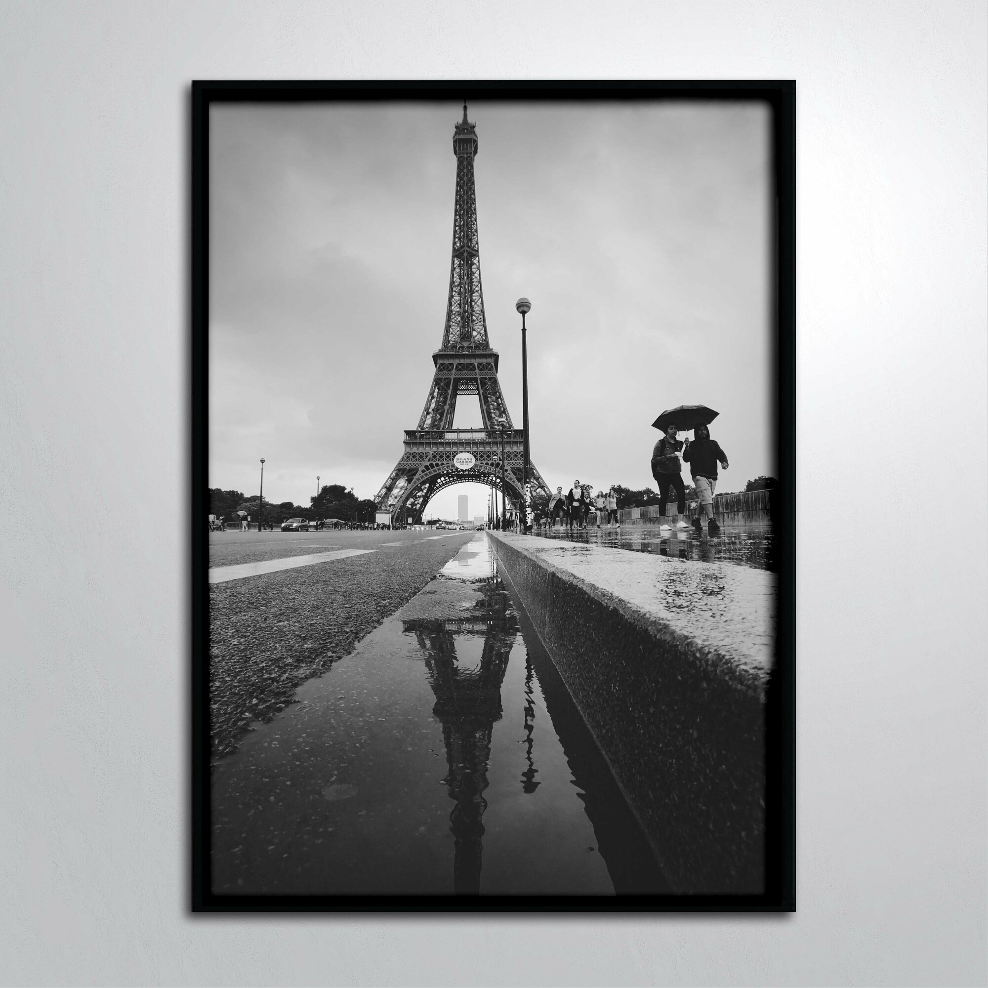 Постер в раме/Постер для интерьера/Париж Эйфелева Башня ЧБ Фотография