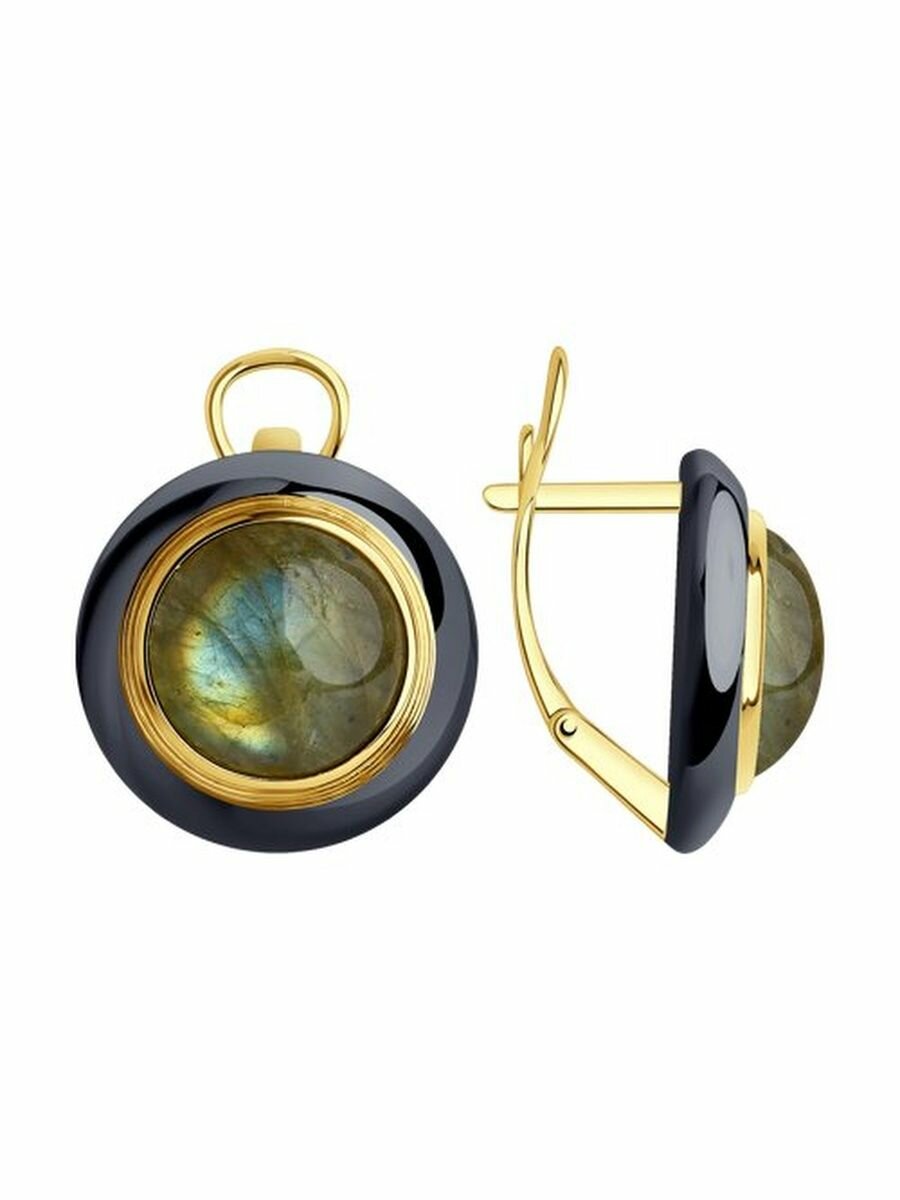 Серьги, серебро, 925 проба, родирование, лабрадорит