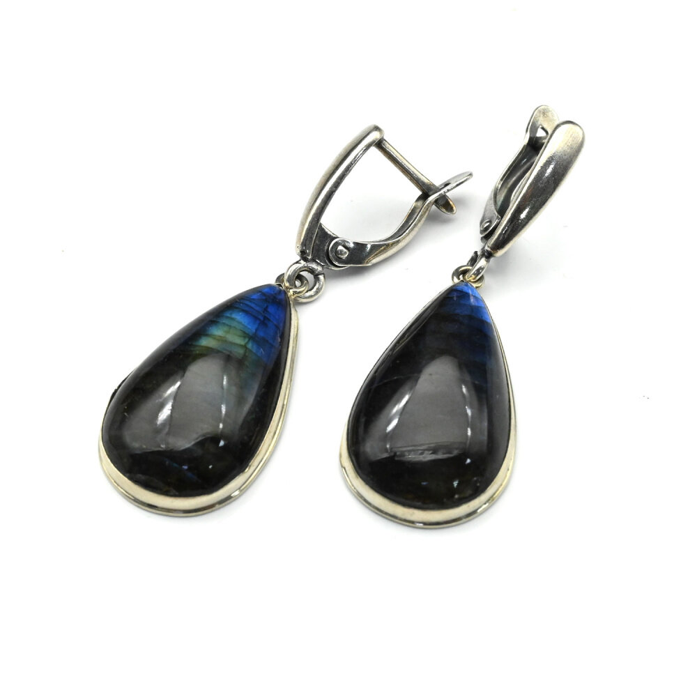 Серьги с подвесками, лабрадорит