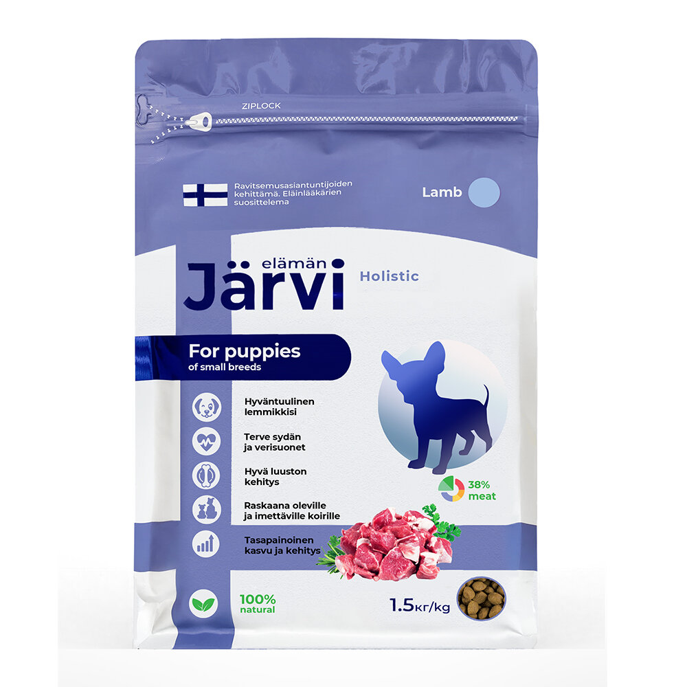 Сухой корм Jarvi Holistic полнорационный для щенков мелких пород с ягненком, 1,5 кг
