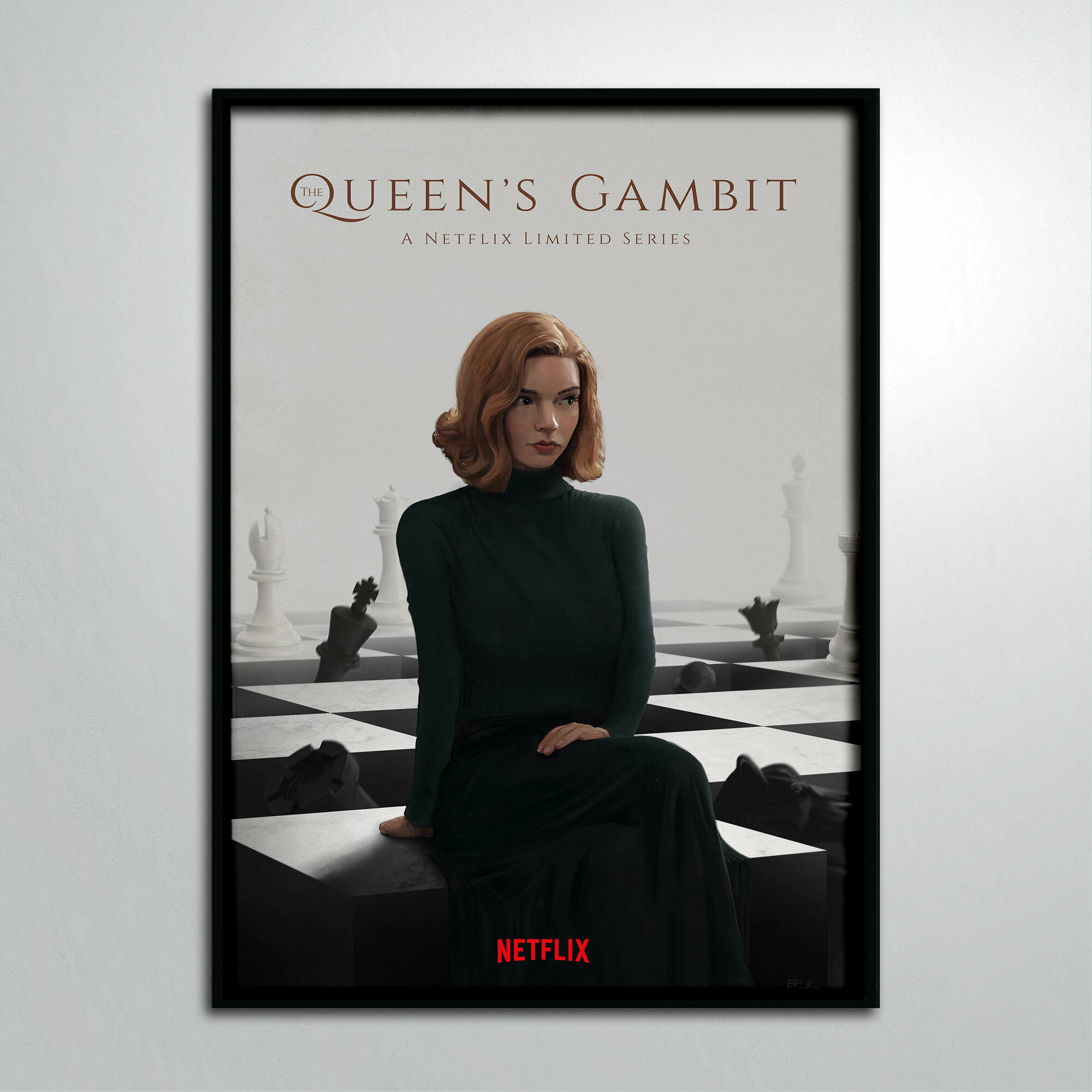 Постер без рамы/Сериал Ход королевы Шахматная доска Арт The Queen's Gambit