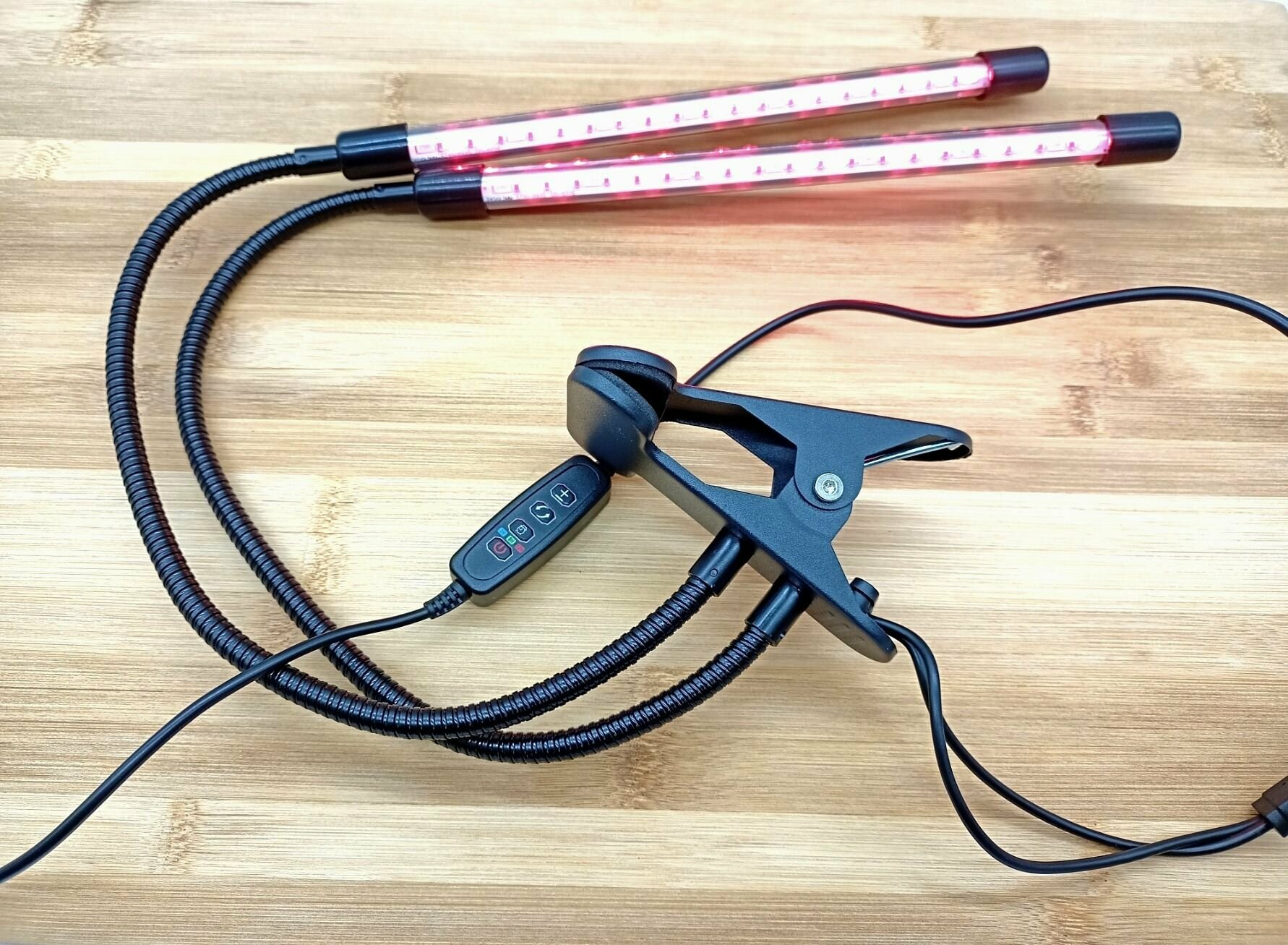 Фитолампа, для растений, двойная, поворотная, USB, IP66, 18 Вт