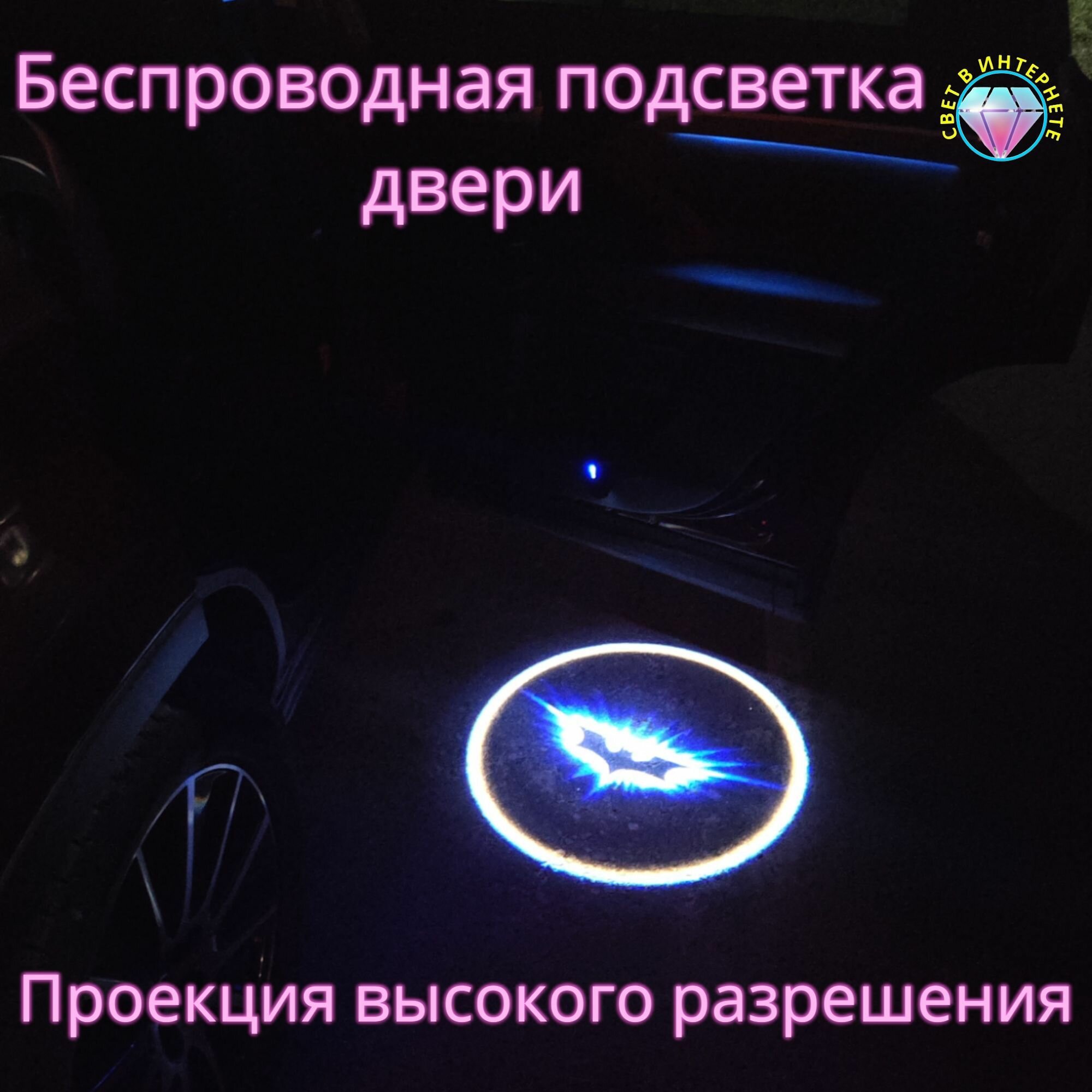 Проекция логотипа авто/Беспроводная подсветка логотипа Бэтмен на двери/Светильник высокого разрешения с двери авто (1 шт.)
