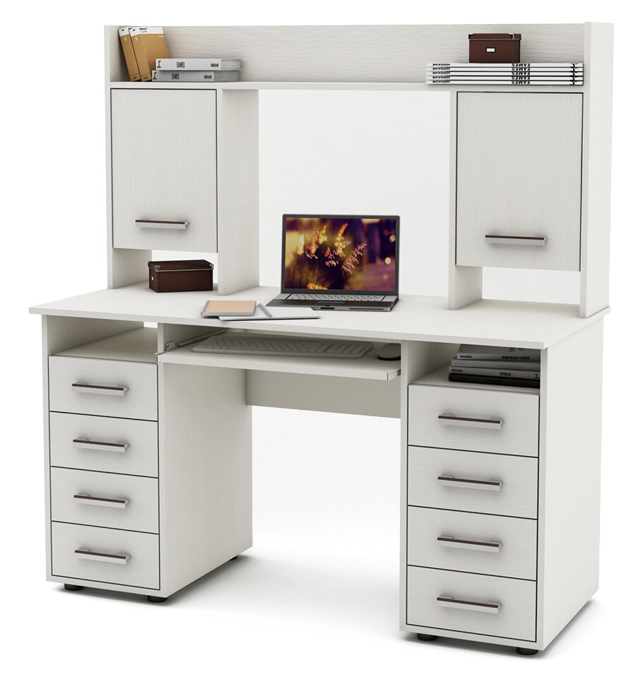 Стол письменный, стол компьютерный Остин (Ливерпуль) 14К белое дерево