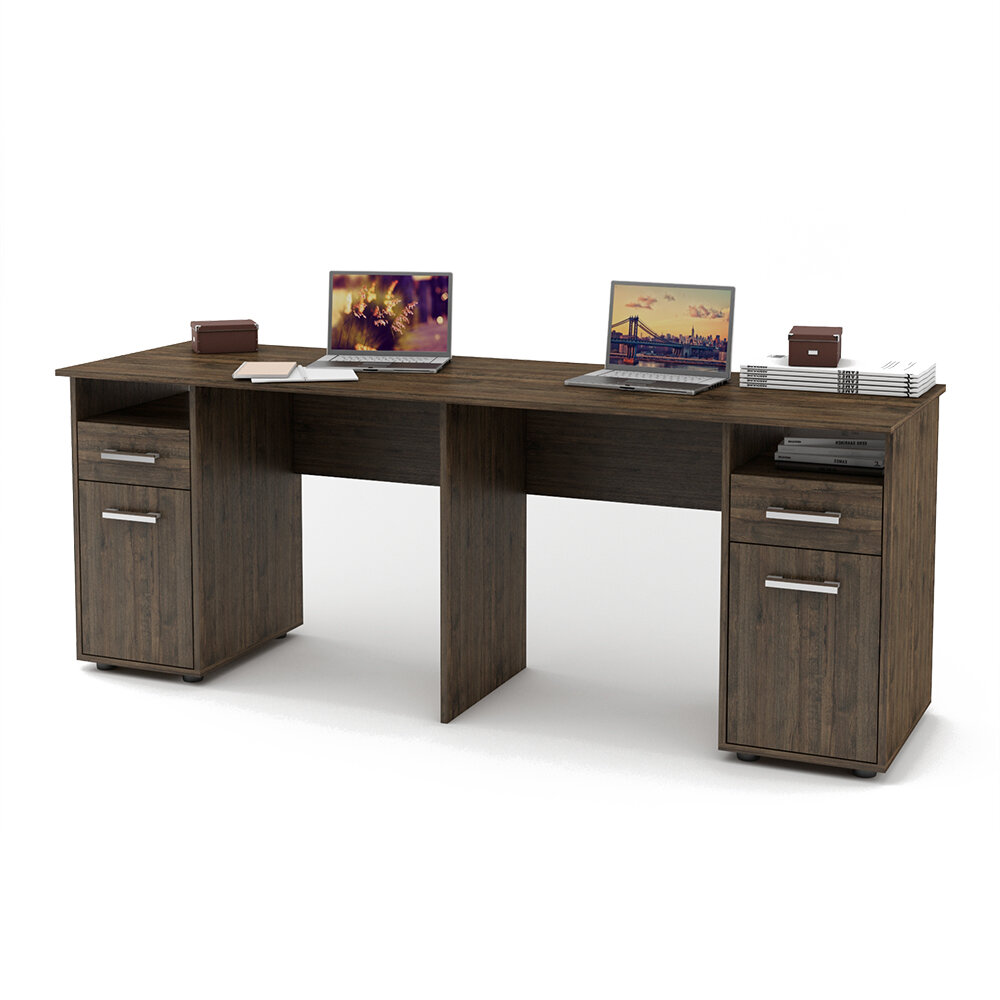 Стол письменный, стол компьютерный для двоих Остин (Ливерпуль) 17 дуб апрель темный