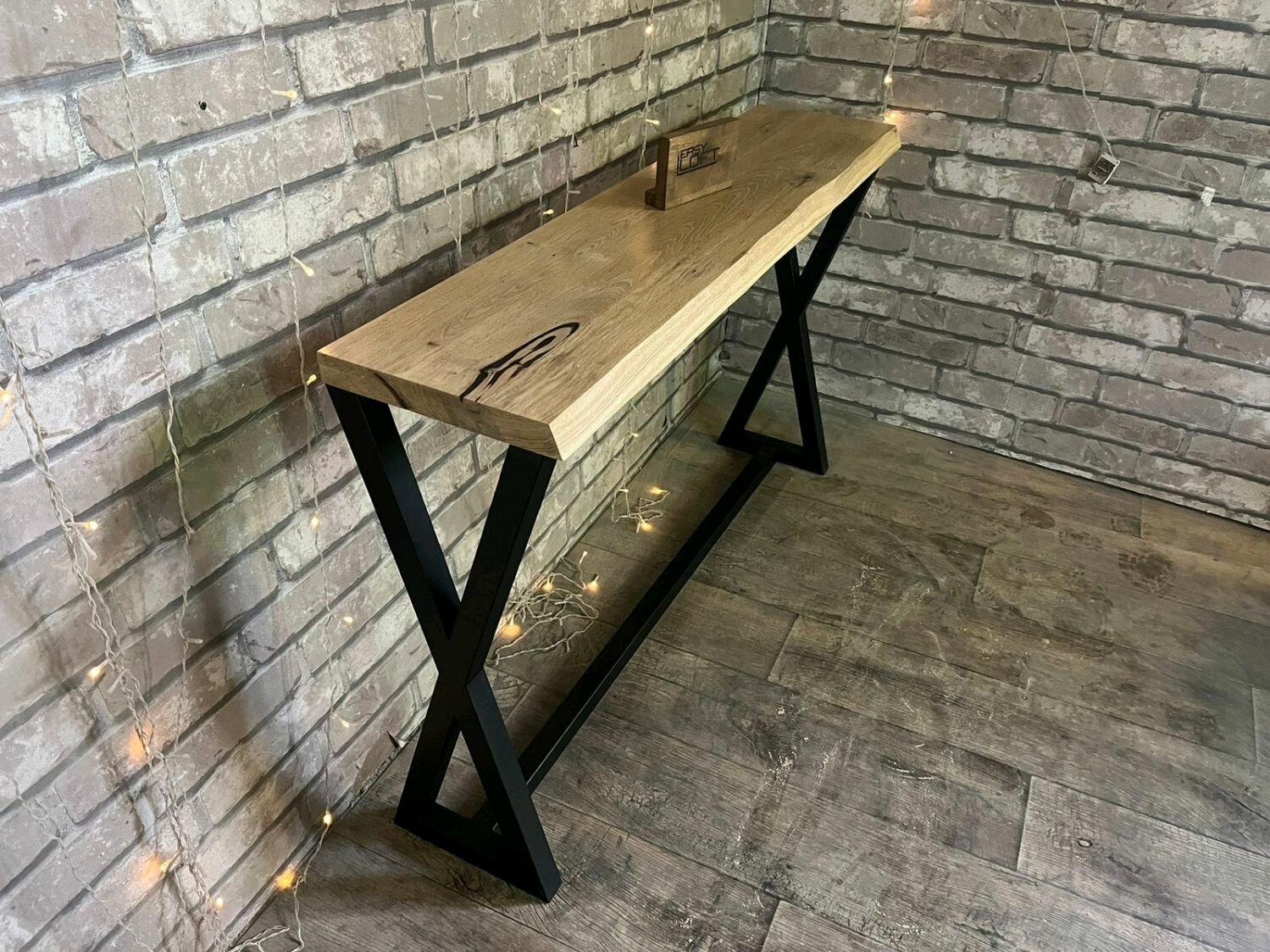 Консоль "EasyLOFT" в стиле лофт, массив дуба, для дома и дачи, в прихожую и гостиную, 130х30х80 см.