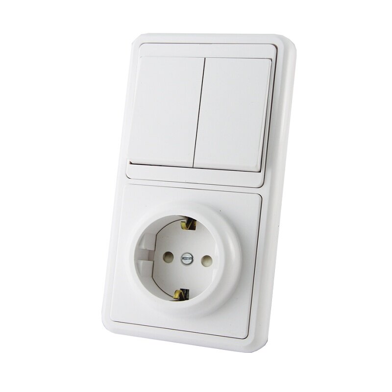 Электро блок TDM выкл 2кл.+ розетка с/з с защ. шторкой внутр. вертикальный SQ1813-0002